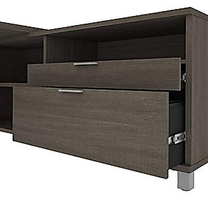 Bestar L Shaped Computer Desk with Storage, 72-inch Corner Desk with Storage, Desk for Office