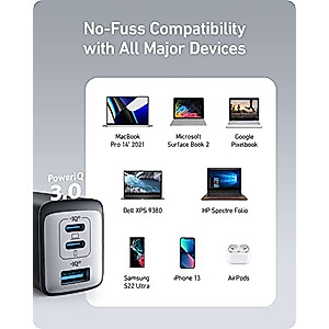 Anker USB C Charger, 735 Charger (Nano II 65W), iPad Charger, PPS 3-Port Fast Compact Foldable for MacBook Pro/Air, iPad Pro, Galaxy S23, Dell XPS 13, Note 20/10+, iPhone 14/Pro, Steam Deck, and More