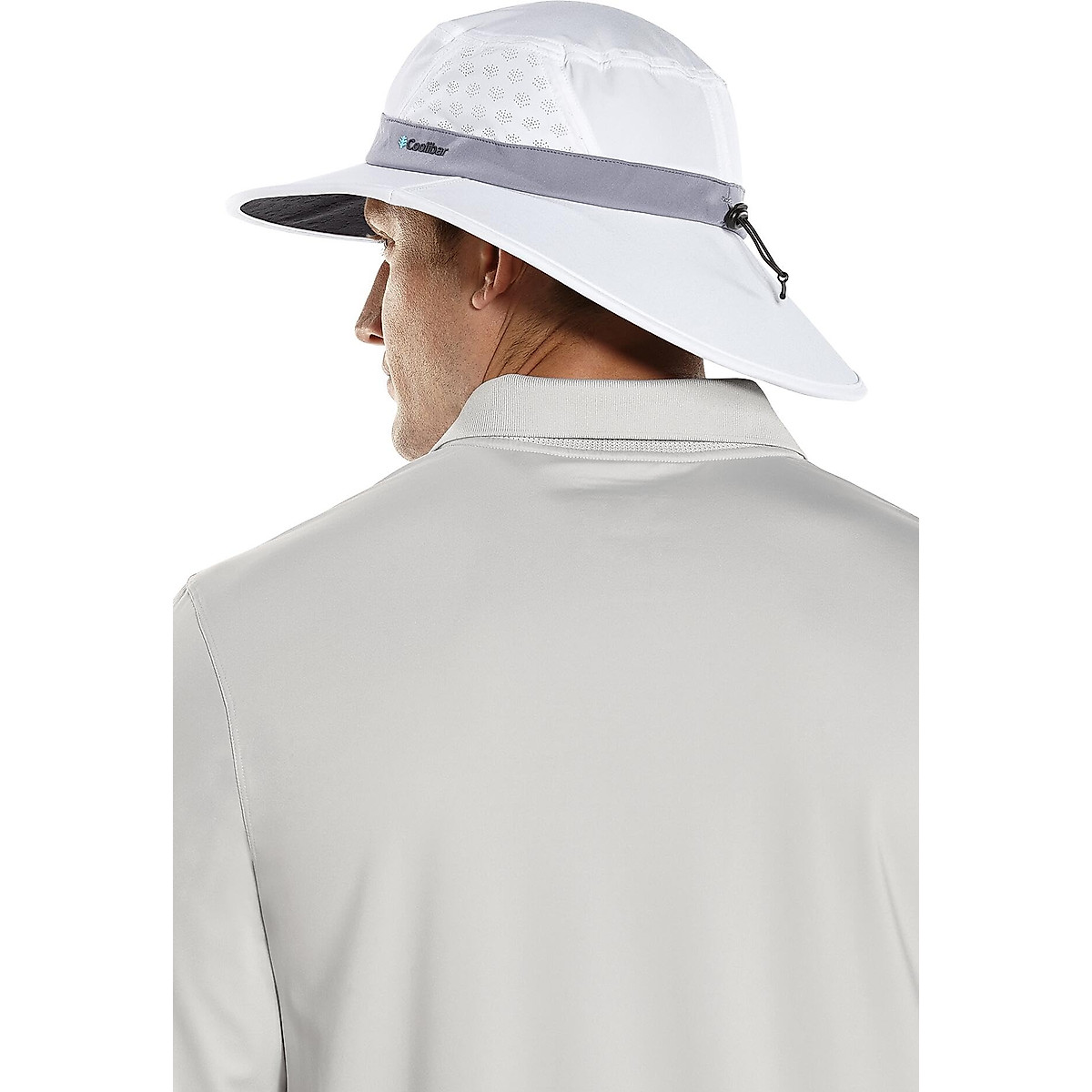 Coolibar UPF 50+ Men's Women's Fore Golf Hat - Sun Protective (Large/X-Large- White/Steel Grey)