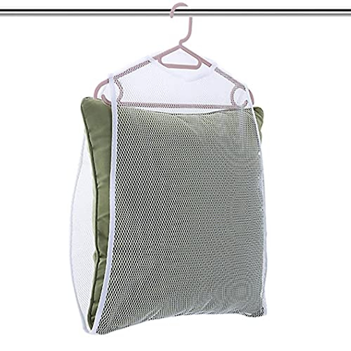 LUOY Net Mesh Pillow Toys Drying Rack Foldable Toys Doll Hanger Balcony Hanging Clothes Dryer Wardrobe Cushion Storage Bag