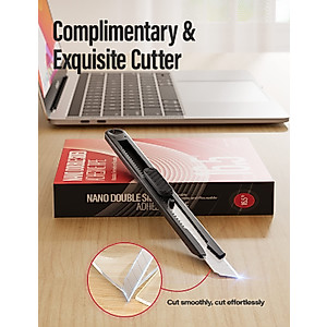 UALAU Double Sided Tape with Cutter, 16.5FT Heavy Duty Removable Washable Grip Mounting Tape for Home/Office/Car Decor, Fix Carpet Mats