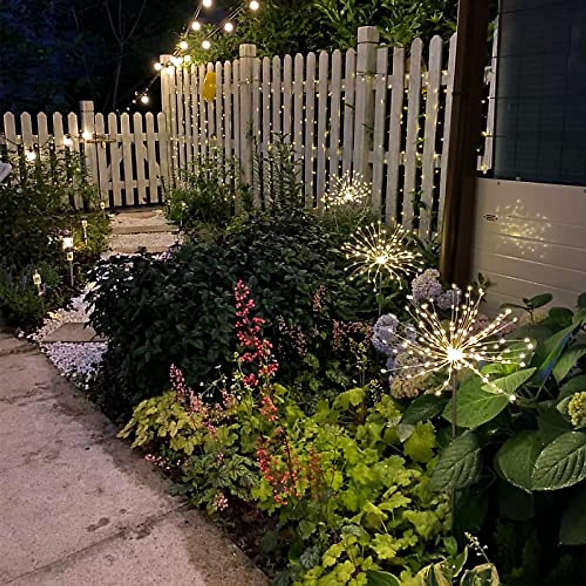 Yard Decor, 2 Pack Solar Lights Outdoor Waterproof Garden Lights IP65 2 Lighting Modes Solar Firework Lights for Garden Patio Yard Pathway Parties Christmas Porch Farmhouse Decor,Warm White
