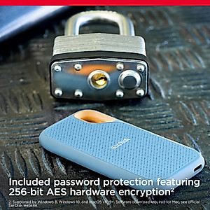 SanDisk 2TB Extreme Portable SSD - Up to 1050MB/s, USB-C, USB 3.2 Gen 2, IP65 Water and dust Resistance, Updated Firmware, Sky Blue - External Solid State Drive - SDSSDE61-2T00-G25B