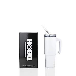 Hogg 30oz Sublimatable Light Up Grippy Tumbler with Removable Handle, Lid, and Stainless Steel Straw, DIY, Customizable, Double Wall Insulated Tumblers (White)