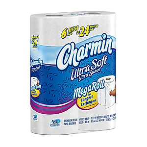 Charmin Ultra Soft Toilet Paper 6 Mega Rolls = 24 Regular Rolls