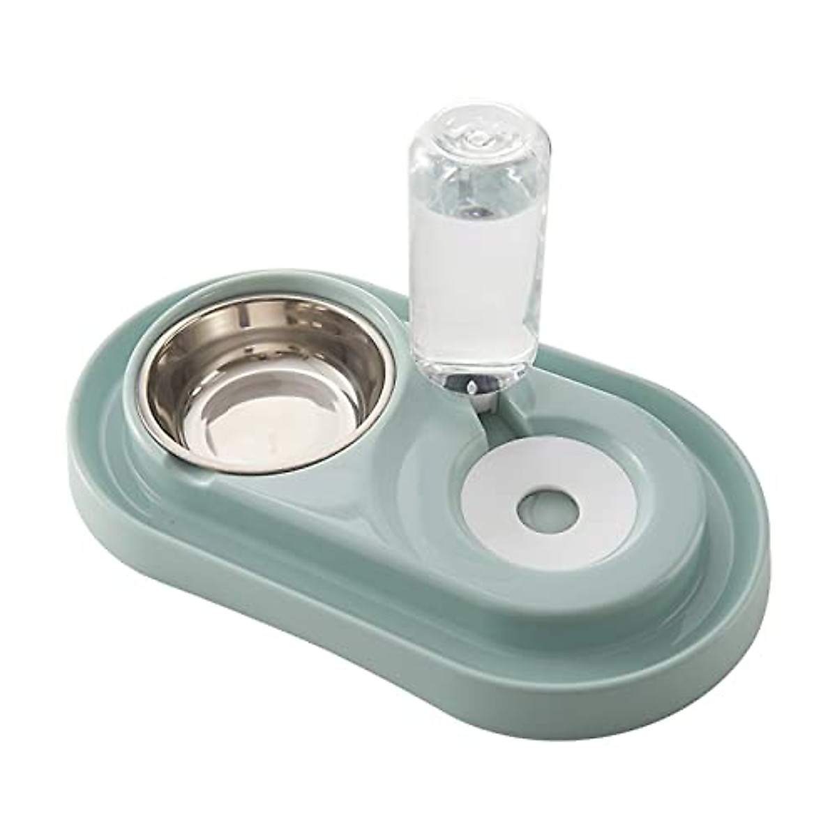 Fhiny Dog Cat Double Bowls, Bunny Automatic Water Bottle Set Dispenser Detachable Stainless Steel Bowls for Small Animals Cats Kitten Puppy Squirrel
