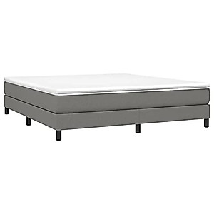 vidaXL Box Spring Bed Frame Home Indoor Bedroom Bed Accessory Wooden Upholstered Double Bed Base Furniture Dark Gray 76"x79.9" King Fabric