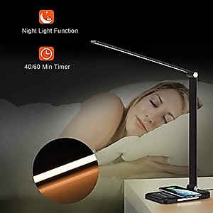 AFROG 8-in-1 4th Gen Multifunctional LED Desk Lamp with 10W Fast Wireless Charger,USB Charging Port,1200Lux Super Bright,5 Lighting Mode,7 Brightness，40 Min Timer,Night Light Function,5000K