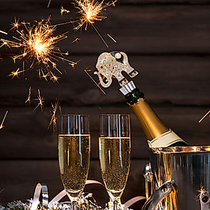 Cabilock Wine Stoppers Decorative Rhinestone Elephant Beverage Bottle Stoppers Funny Wine Champagne Toppers for Wedding Birthday Gifts (1PC)