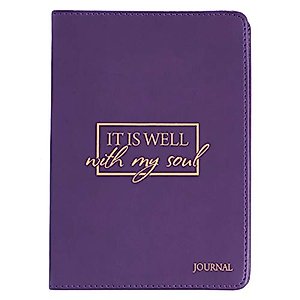 Christian Art Gifts Purple Faux Leather Journal | It is Well with My Soul | Handy-sized Flexcover Inspirational Notebook w/Ribbon Marker, 240 Lined Pages, Gilt Edges, 5.5 x 7 Inches