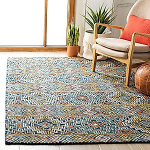 Safavieh Aspen Collection 9' x 12' Blue/Gold APN273M Handmade Boho Wool Area Rug