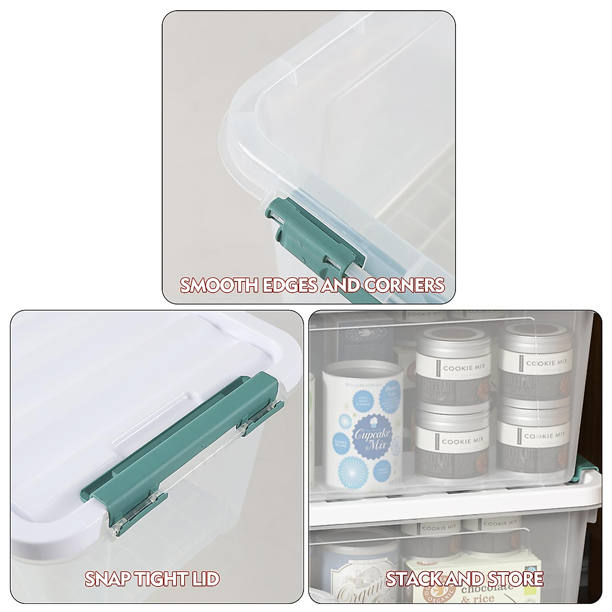 Uumitty 4-Pack 20 Quart Clear Storage Bins, Stackable Plastic Storage Latches Box/Containers with Lid