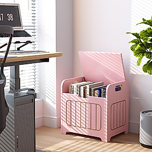 Aenuert Kids Storage Chests & Trunks Pink Toy Storage Chests, Small Cube Storage Box Organizer,Wooden Storage Bin With Handle For Store Toy Books Clothes,Small Square Nightstand For Entryway,Bedroom