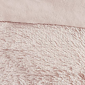 Intelligent Design Malea Shaggy Duvet with Quilted Box Design, Long Faux Fur Comforter Cover Cozy Bedding Set, Matching Shams, (Insert Not Included) Full/Queen, Blush 3 Piece, 90x90