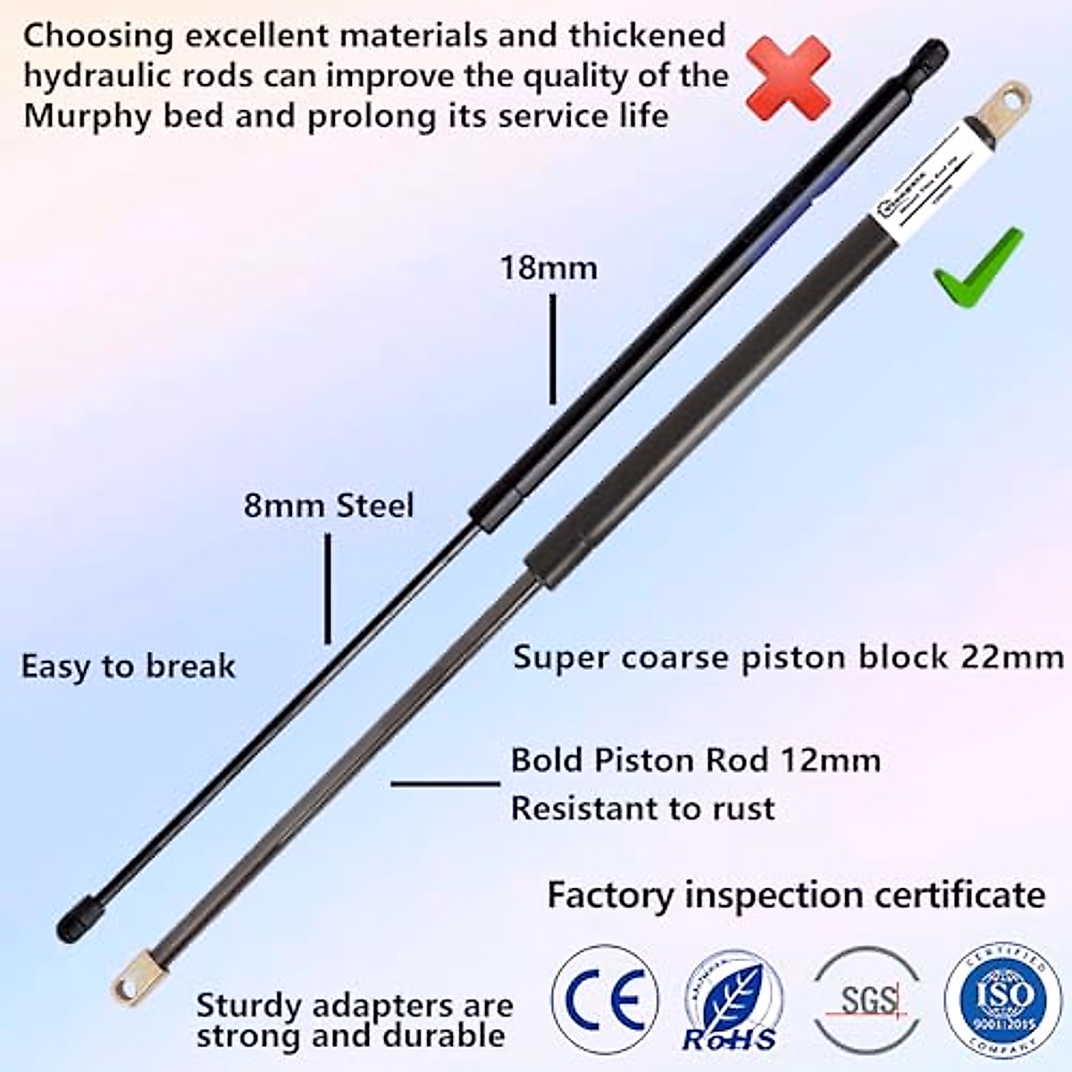 Tlongxia Murphy Bed Kit DIY Hardware with Coarse Gas Bumper Spring Frame Mattress Concealed for Semi-Automatic Foldable Cabinet Closet Bed Room Study Easy to Install (Vertical, Full)