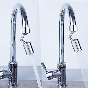 Universal Splash Filter Faucet, 720° Big Angle Swivel Sprayer Head Leakproof Double O-Ring Design with 4-Layer Net Filter