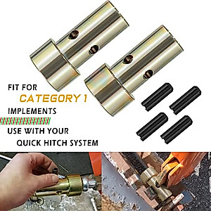 2 Pairs of Cat 1 Quick Hitch Adapter Bushings Set for Category I 3-Point Tractors Use with Quick Hitch System