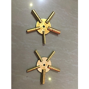 Universal 5 Prong Brass Clock Key for Winding Clocks, Odd and Even Numbers with Cover from Brass Blessing (5192)