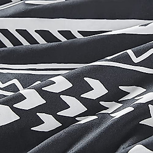 Codi Soleil Aztec Comforter Set Twin Size, Black Boho Folkloric Art Pattern Bedding, Soft Microfiber Fill Bed Sets, 1 Comforter & 1 Pillowcase(68x90 Inches)