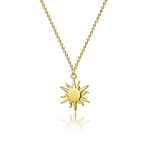 MIDEEO Gold Sun Pendent Necklace Dainty Sunshine Necklace Minimalist Celestial Sun Pendant Necklace Layering Jewelry for Women