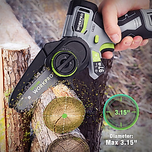 WORKPRO Cordless Detail Belt Sander, Mini Chain Saw, Electric Blower, 3-in-1 Power Tool Combo Kit, 12V, Powerful Brushless Motor, with 2 Batteries, Fast Charger and Storage Bag