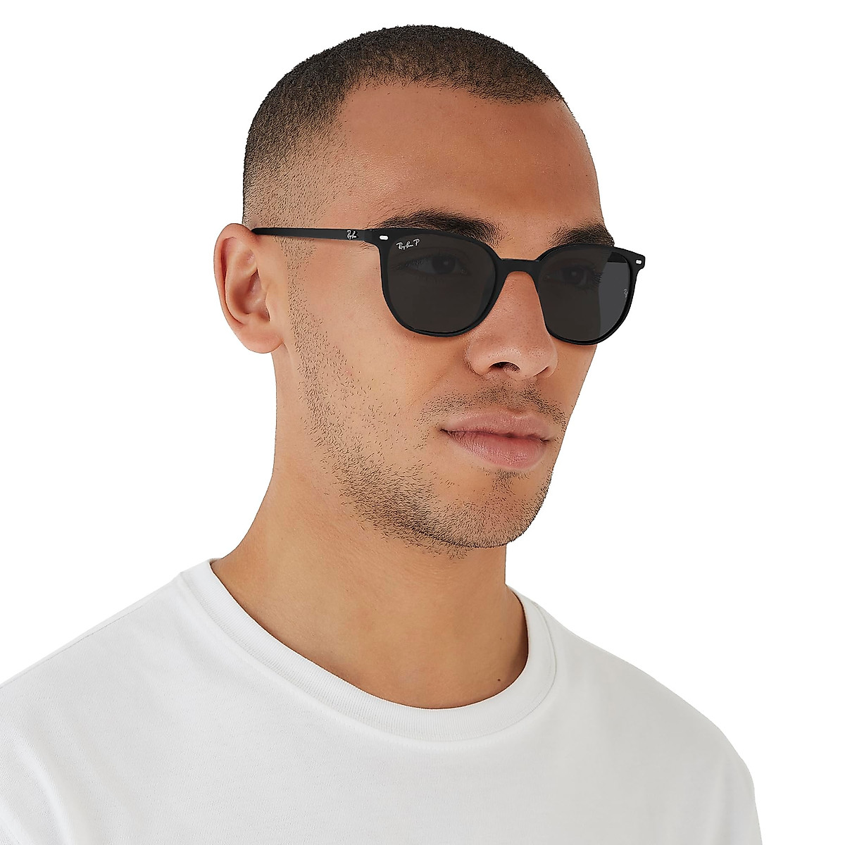 Ray-Ban RB2197 Elliot Square Sunglasses, Black/Polarized Black, 52 mm