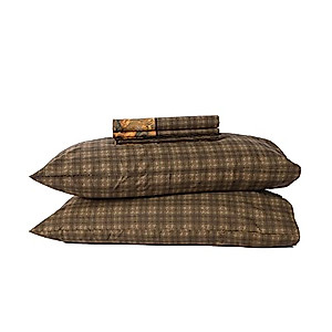 Blue Ridge Home Fashions Whitetail Birch Full Sheet Set, Printed 4-Piece Bed Sheet,Polycotton Fabric,1 Flat Sheet,1 Fitted Sheet & 2 Standard Pillowcases (Full) Brown