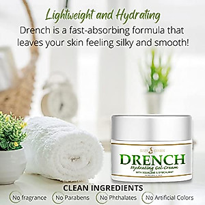 Suzy Cohen Drench Hydrogel Face Moisturizer for Women and Men. Soothes dry, itchy, dull skin and softens fine lines. Anti-aging face cream for dry skin with squalane, aloe, aspen extract & Sym-Calmin.