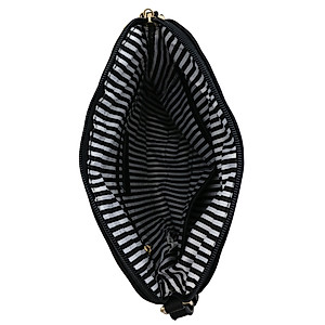 FashionPuzzle Tassel Zip Pocket PU Leather Crossbody Bag (Black)