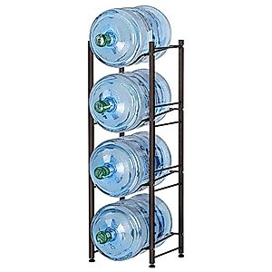 Water Jug Rack for 5 Gallon, Heavy Duty Water Cooler Jug Bottle Holder Save Space Detachable Water Bottle Plastic Glass Carrier Storage Shelf Organizer, 4-Tier, Black