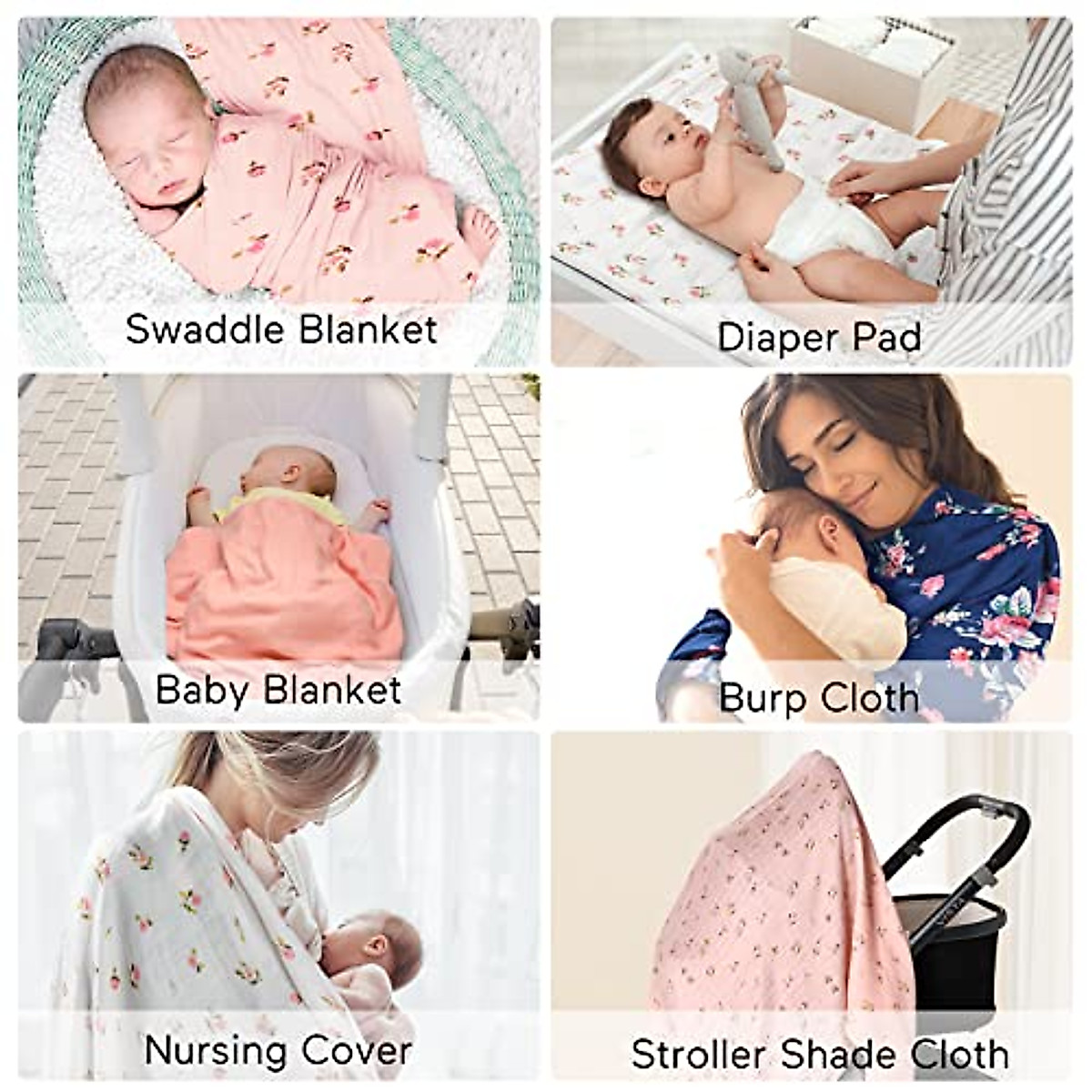 Momcozy Muslin Swaddle Blankets, Soft Silky Baby Blankets 47 x 47 inches, Breathable Bamboo Swaddle Blankets, Newborn Receiving Blanket for Boys and Girls, 4 Pack