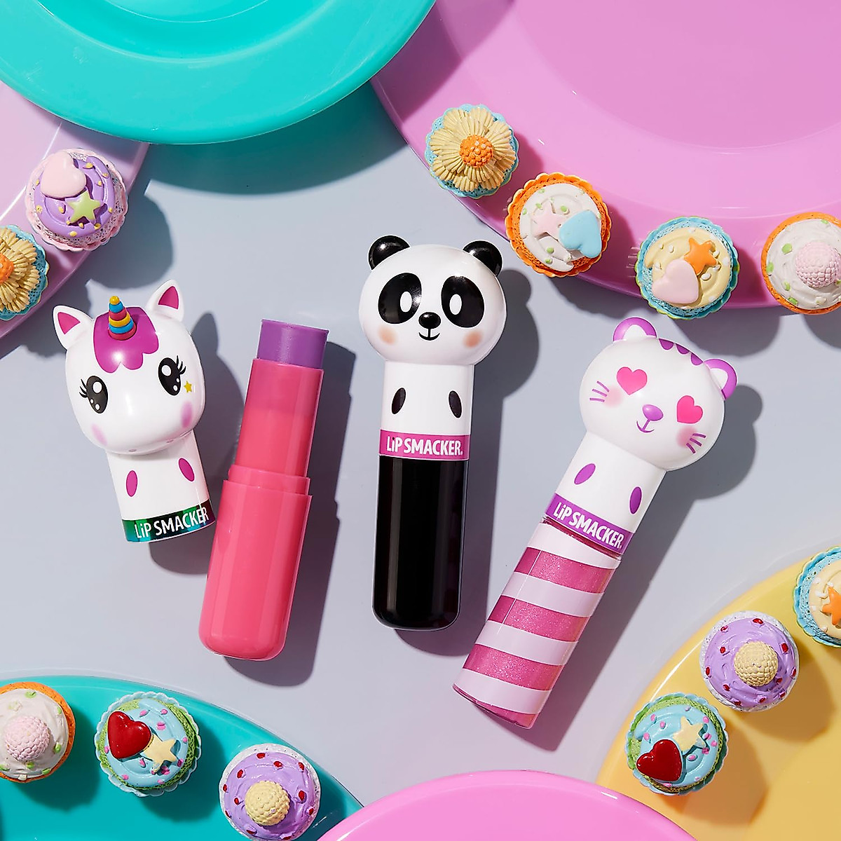 Lip Smacker Lippy Pals Flavored Lip Balm | Unicorn, Bunny, Llama | Clear Matte | for Kids Stocking Stuffer Christmas Gift | Set of 3