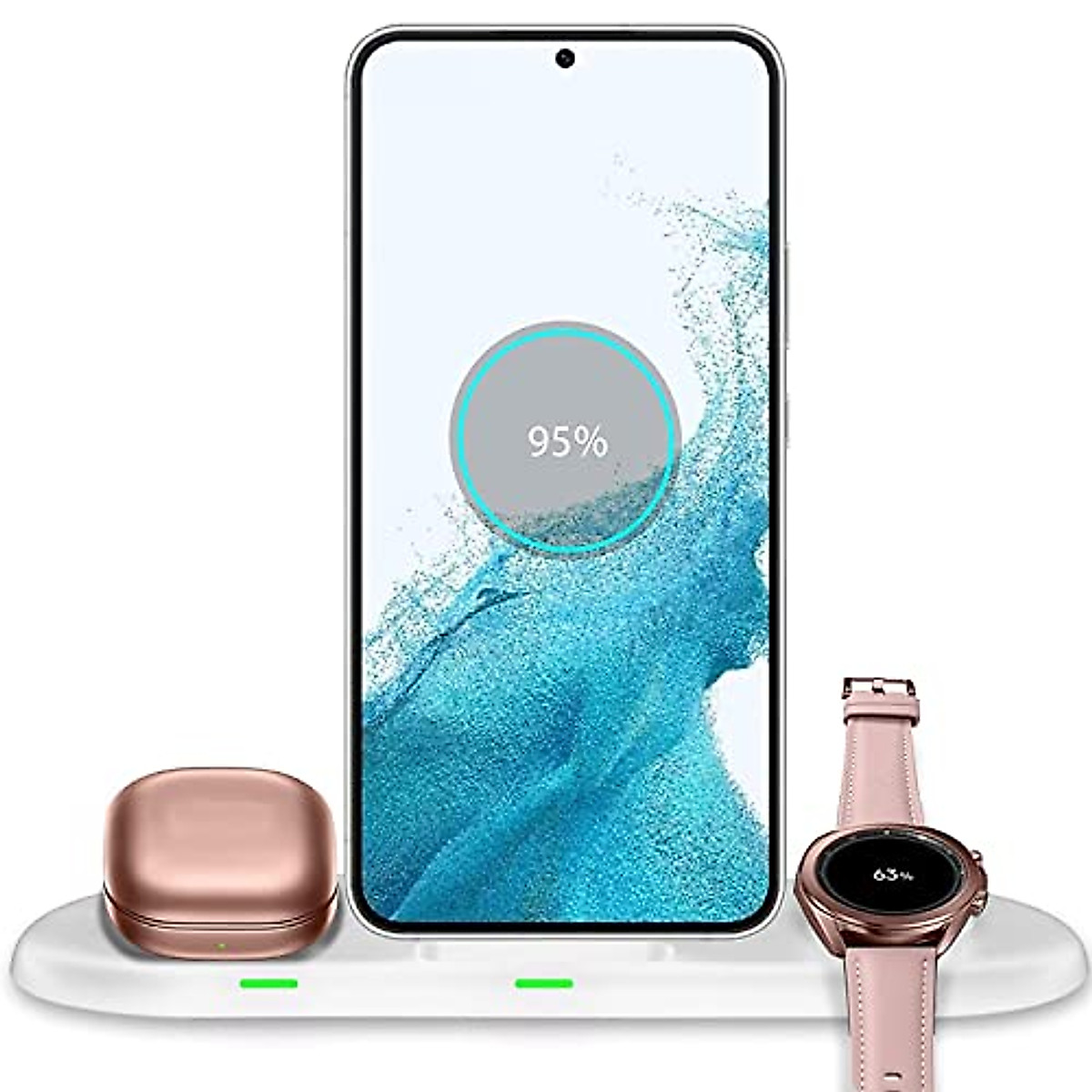 Wireless Charging Station for Samsung Galaxy S23/S23+, Samsung Wireless Charger for Galaxy S22/S22 Ultra/Z Fold 4/Z Flip 4/S21/S20, Galaxy Watch Charger for Galaxy Watch 5 Pro 4 3, Galaxy Buds Pro 2