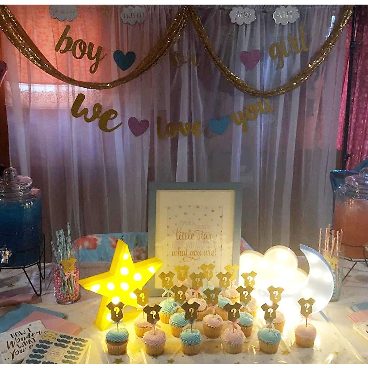 AUSAYE 3PCS Decorative LED Night Lights Crescent Moon Star Cloud Lamp Sign Light Room Decor Night Light for Baby Kids Children Adults Gifts