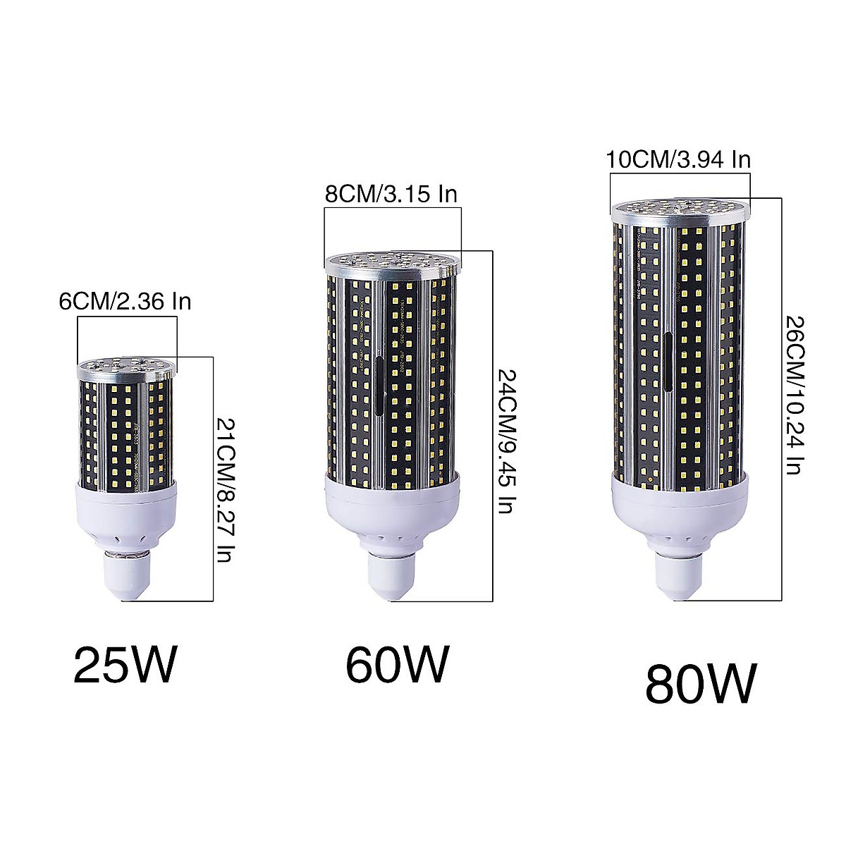LED Corn Bulb,60 Watt (400W Equivalent),5500 Lumen,6000K- 6500K,Cool Daylight LED Street and Area Light,E26/E27 Medium Base,for Outdoor Indoor Garage Warehouse High Bay Barn Backyard and More，2 Pack
