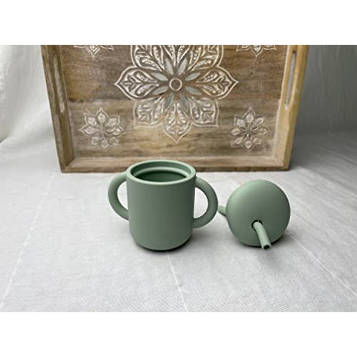 Jane and Kate - 2 Pack, 100% Food Grade Silicone Training Cup and Straw | 6 Months Plus, 5oz, 150 mL, Spill Proof (Green and Blue)