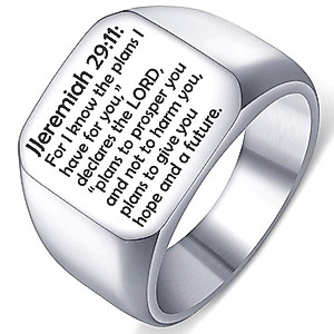 Bible Verse Jeremiah 29:11 Womens Stainless Steel Religious Christian Wedding Ring Band