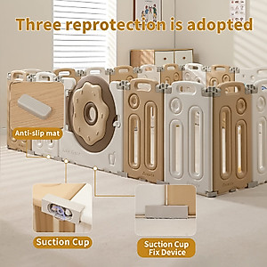 IFLETH Baby Playpen, Foldable Baby Playpen, Playpen for Babies and Toddlers, Baby Fence with Game Panel and Safety Gate, Adjustable Play Pens, Portable Kids Play Yards for Indoor, 18 Panels