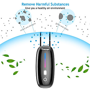 Personal Air Purifier Necklace,Advanced Touch Panel, Portable Mini Air Ionizer Eliminates Pollen,Smoke,Dust for Outdoor,Travel(Black)