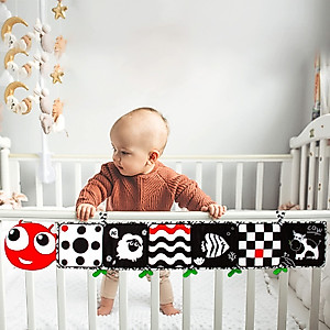 Inbeby Black and White High Contrast Sensory Baby Crib Toys Soft Book, Standable Tummy Time Mirror Toy for Baby Newborn 0 3 6+ Months Brain Development Infant Boy Girl 0 6 Month Multi-Function