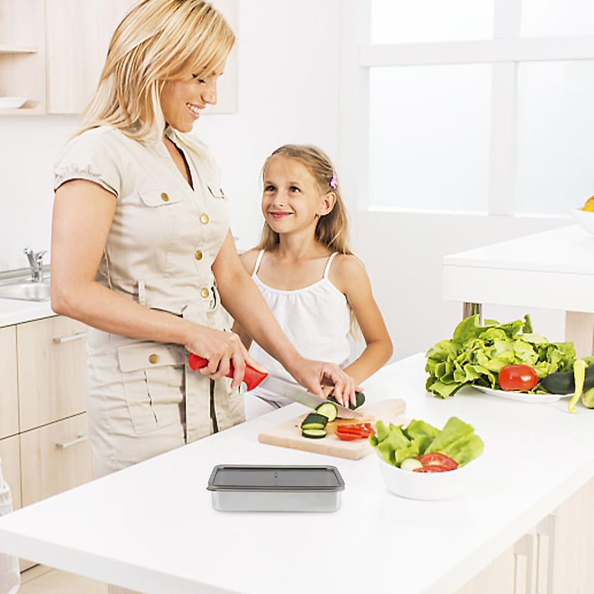 Bacon Container for Refrigerator with Lid Stainless Steel Deli Meat Storage Containers for Fridge Anti Slip and No Stick Keep Fresh Kitchen Food Storage Containers(Silver)