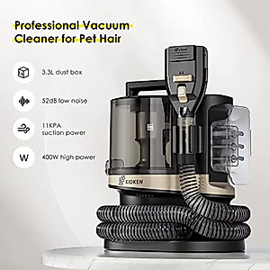 Kidken P3 Pro Pet Grooming Vacuum Suction, Low Noise Dog Kit & Suction 99% Hair, 3.3L Large Electric Clippers with Tools for Dogs Cats and Other Animals