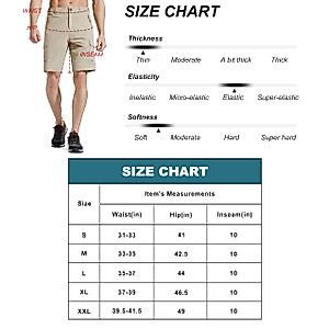 MASKERT Men's Hiking Cargo Shorts,Work Casual Shorts Travel Fishing Golf Stretch Tactical Shorts, Khaki XXL