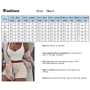 A ADILACA Women's Warm Fuzzy Fleece 3 Piece Outfit Pajamas, Fuzzy 3 Piece Pajama Set, Solid Cozy Hooded Coat Jacket Outwear and Sleeveless Tank Top Shorts Set (Light Pink, XL)