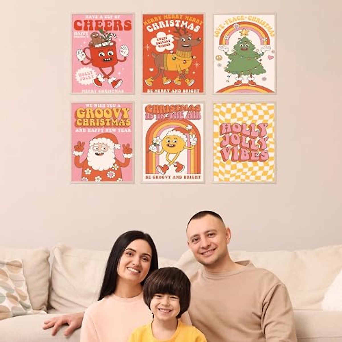 BigWig Prints Retro Christmas Posters - Christmas Wall Art, Pictures Wall Decor, Posters and Prints For Classroom, Vintage - Unframed Set of 6 Pack (8x12)