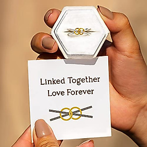 Story Jewellery Rings for Women, Silver Double Interlocking Circle Rings for Women, Promise Matching Couple Ring for Wife, Birthday Christmas Valentines Jewelry Gifts Rings for Girls (all silver 09)