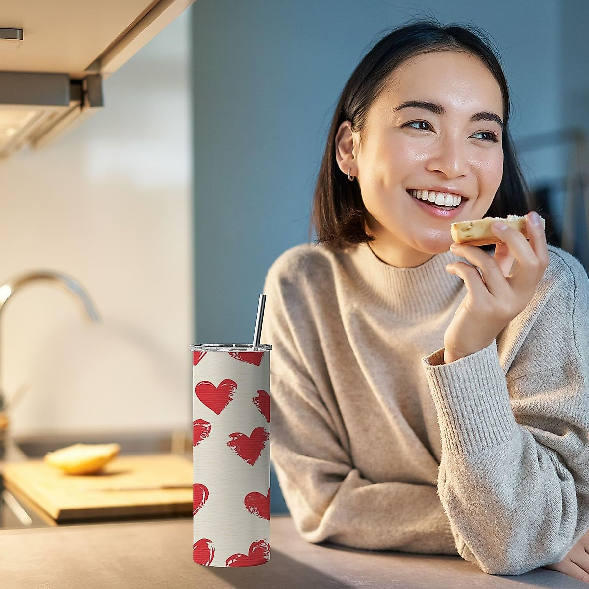 Medpol love kisses valentines insulated tumblers coffee cup Gift，love kisses valentines Drinking Glasses-Tea Cup-Coffee Mug tumbler with lid and straw 20 oz insulated tumbler cups