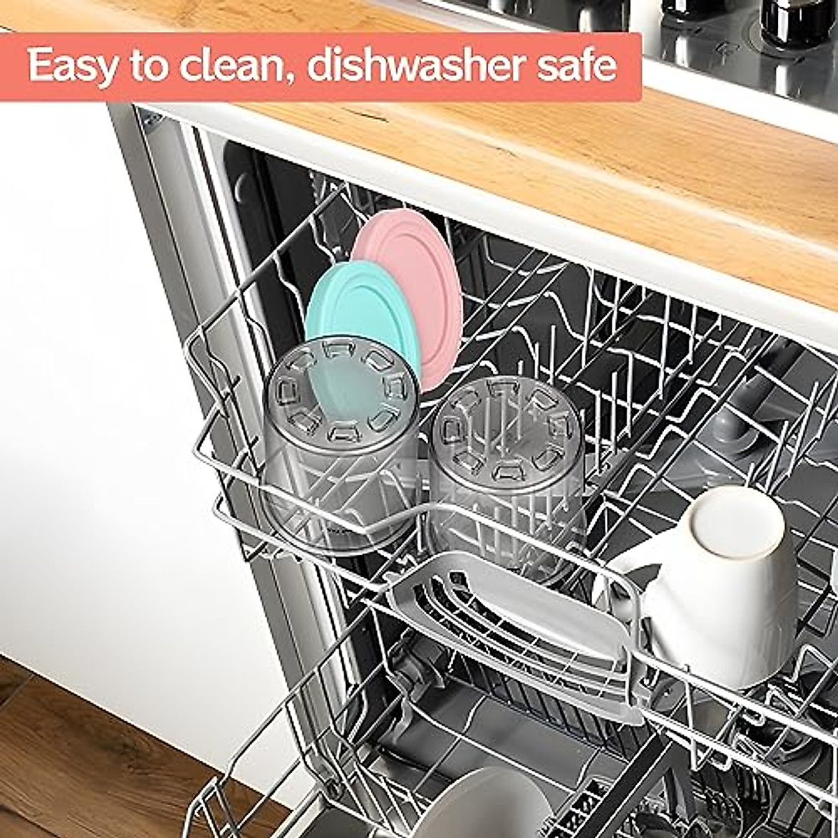 Yammoe Containers Replacement for Ninja Creami Pints and Lids - 4 Pack, 16oz Cup Compatible with NC301 NC300 NC299AMZ Series Ice Cream Maker, BPA Free Dishwasher Safe Leak Proof（with 4Spoon）