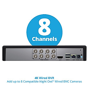 Night Owl 8 Channel Wired 4K UHD Bluetooth Home Security DVR with 1TB Hard Drive (Add up to 8 Cameras)