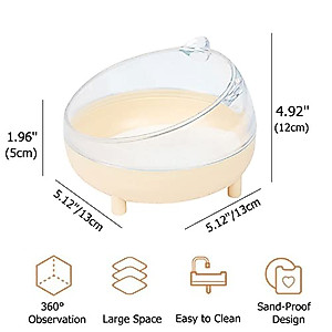 HAICHEN TEC Hamster Bathroom - Large Transparent Hamster Sand Bath Container with Scoop Kit Sandbox Toilet for Dwarf Hamster, Syrian Hamster Small Animal Cage Accessories (Yellow)